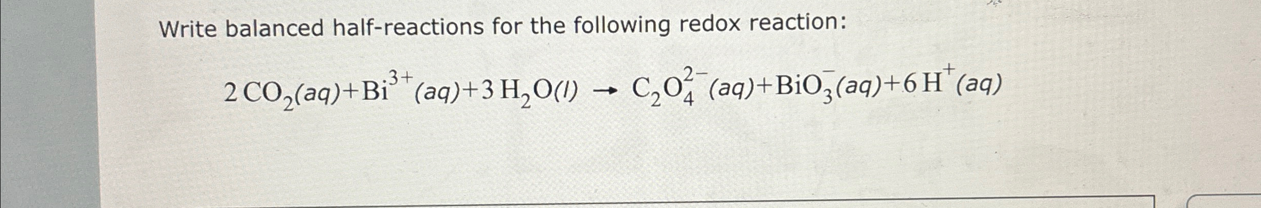 Write balanced half-reactions for the following redox | Chegg.com