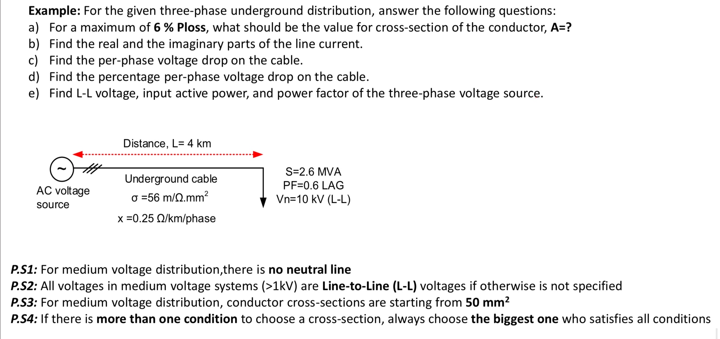 Solved Example: For the given three-phase underground | Chegg.com