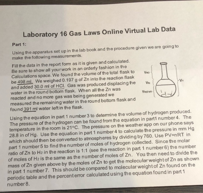 Solved V. Veoma Laboratory 16 Gas Laws Online Virtual Lab | Chegg.com