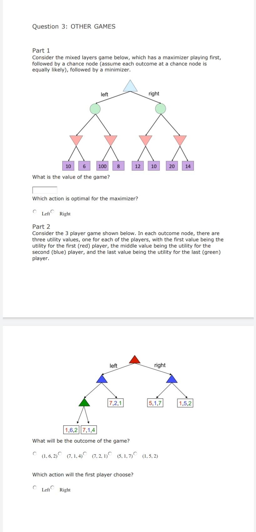 Solved Part 1 Consider the mixed layers game below, which | Chegg.com