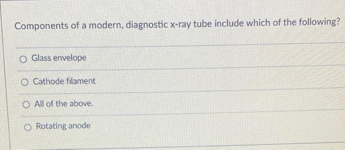 Solved Components of a modern, diagnostic x-ray tube | Chegg.com
