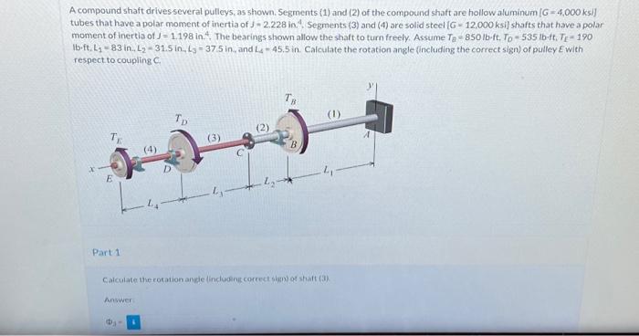 Solved A compound shaft drives several pulleys, as shown. | Chegg.com