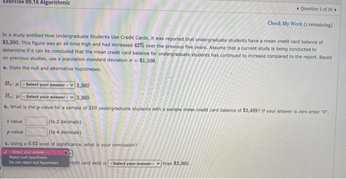 Solved Exercise 09.16 Algorithmic Questions of 26 Check My | Chegg.com