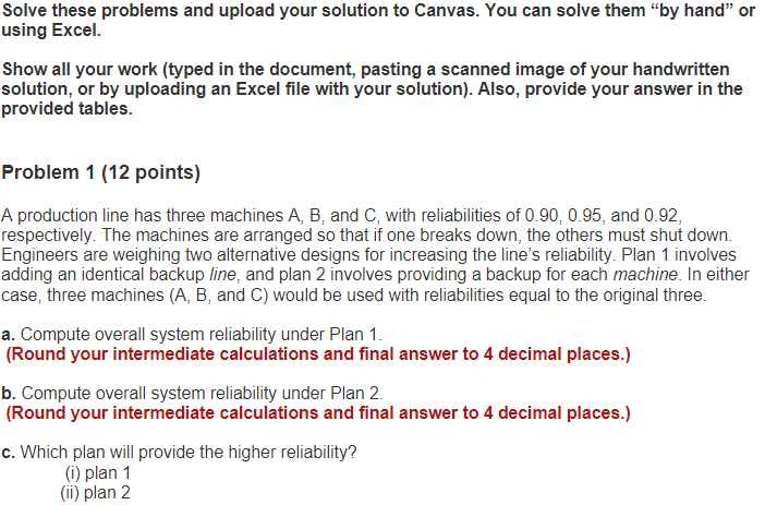 Solved Solve these problems "by hand" or using Excel.Show | Chegg.com