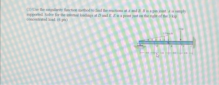 Solved 1 Use The Singularity Function Method To Find The 3106