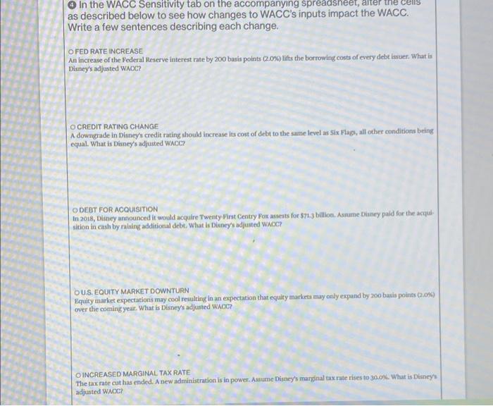 In the WACC Sensitivity tab on the accompanying | Chegg.com