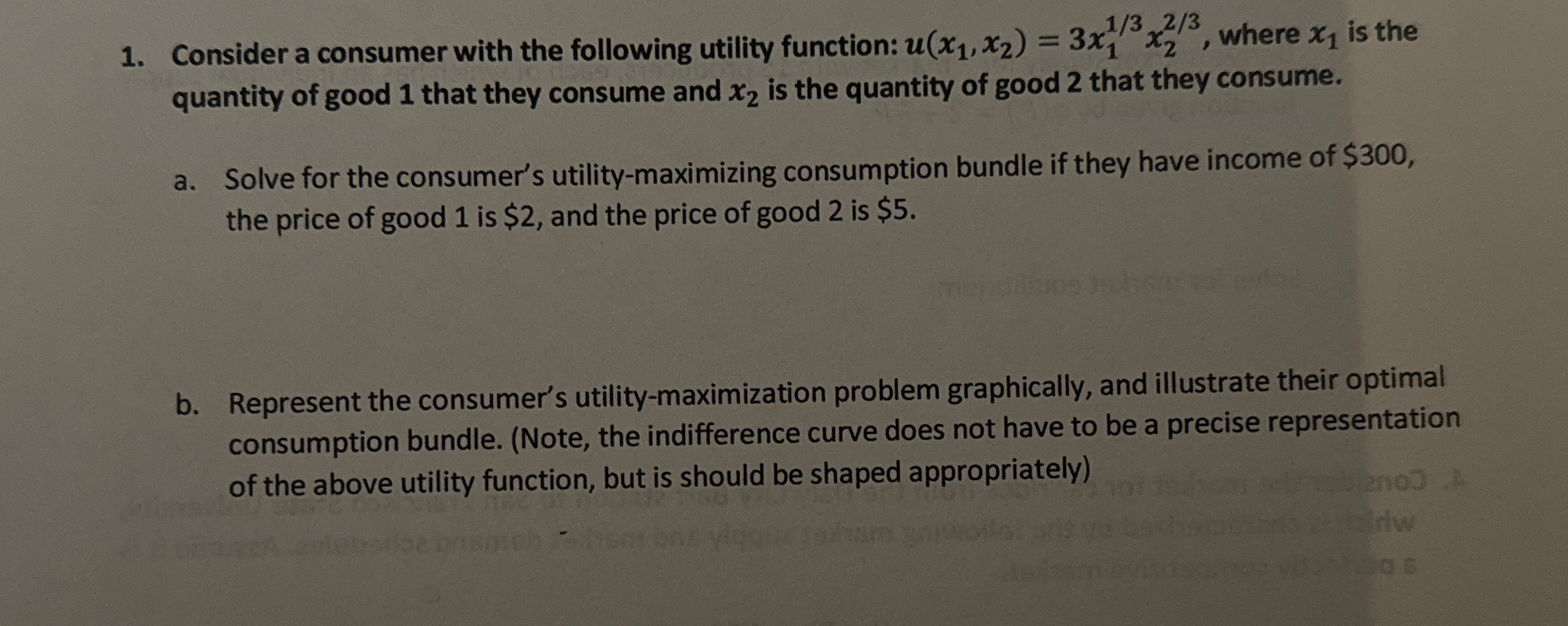 Solved Consider a consumer with the following utility | Chegg.com