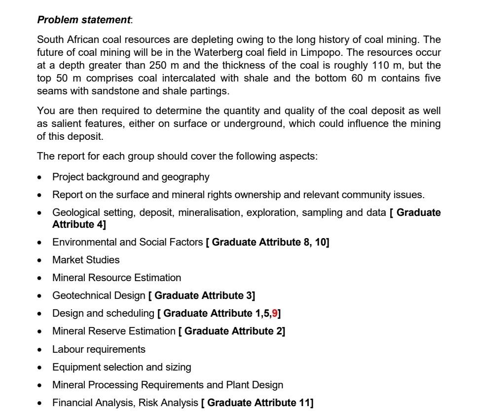 Solved Problem statement: South African coal resources are | Chegg.com