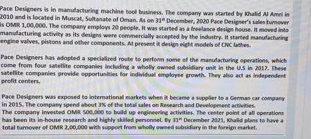 Solved case study on pace designAs on 31st December, 2020 | Chegg.com