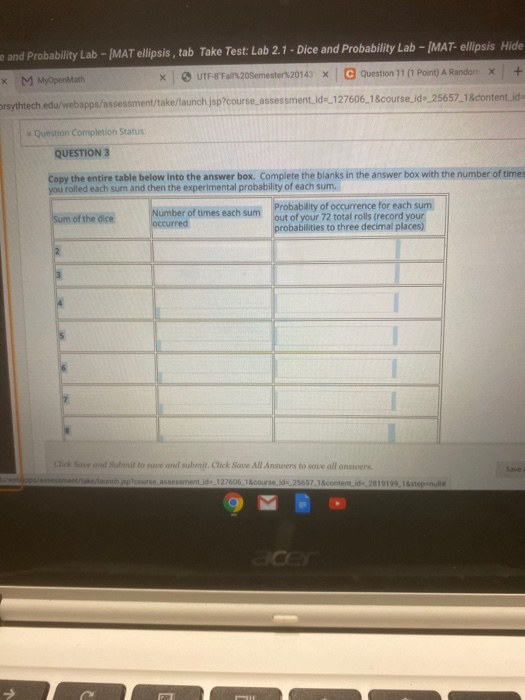 Solved this chart goes all the way to 12 sum of dice | Chegg.com