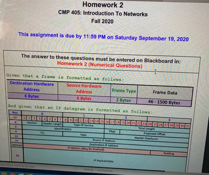 Homework 2 CMP 405: Introduction To Networks Fall | Chegg.com