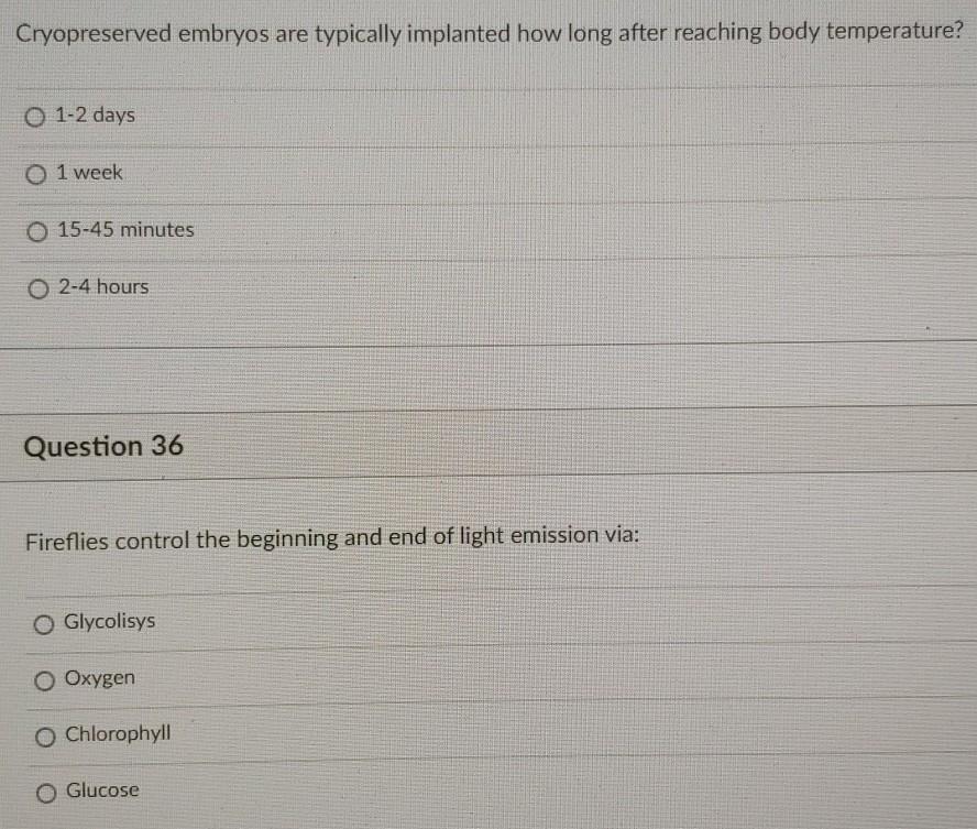 Solved Cryopreserved embryos are typically implanted how | Chegg.com