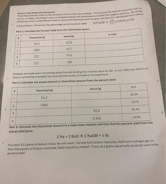 Solved Theoretical amount is the number produced from a | Chegg.com
