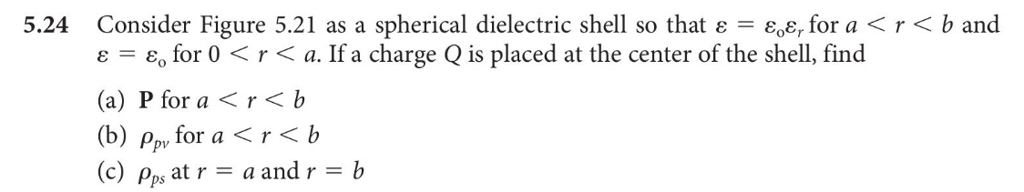 Solved 5.24 Consider Figure 5.21 as a spherical dielectric | Chegg.com