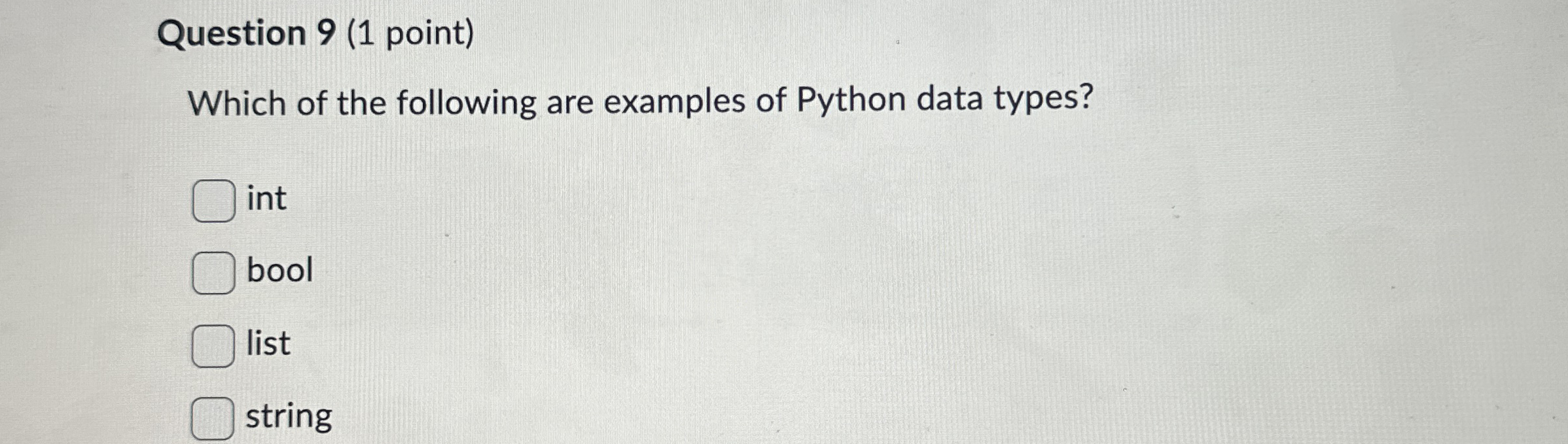 Solved Question 9 (1 ﻿point)Which of the following are | Chegg.com