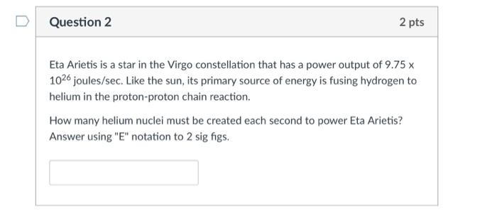 Solved Eta Arietis is a star in the Virgo constellation that | Chegg.com