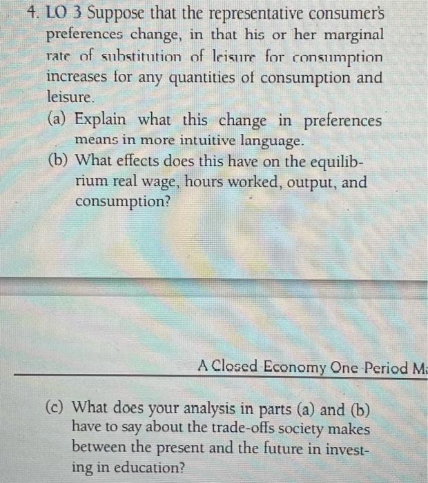 Solved 4. LO 3 Suppose that the representative consumer's | Chegg.com