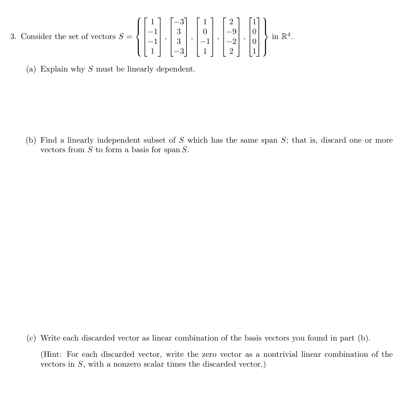 Solved Consider the set of vectors | Chegg.com