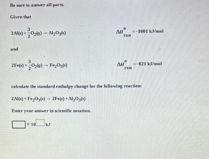 Solved Be sure to answer all parts. Given that | Chegg.com