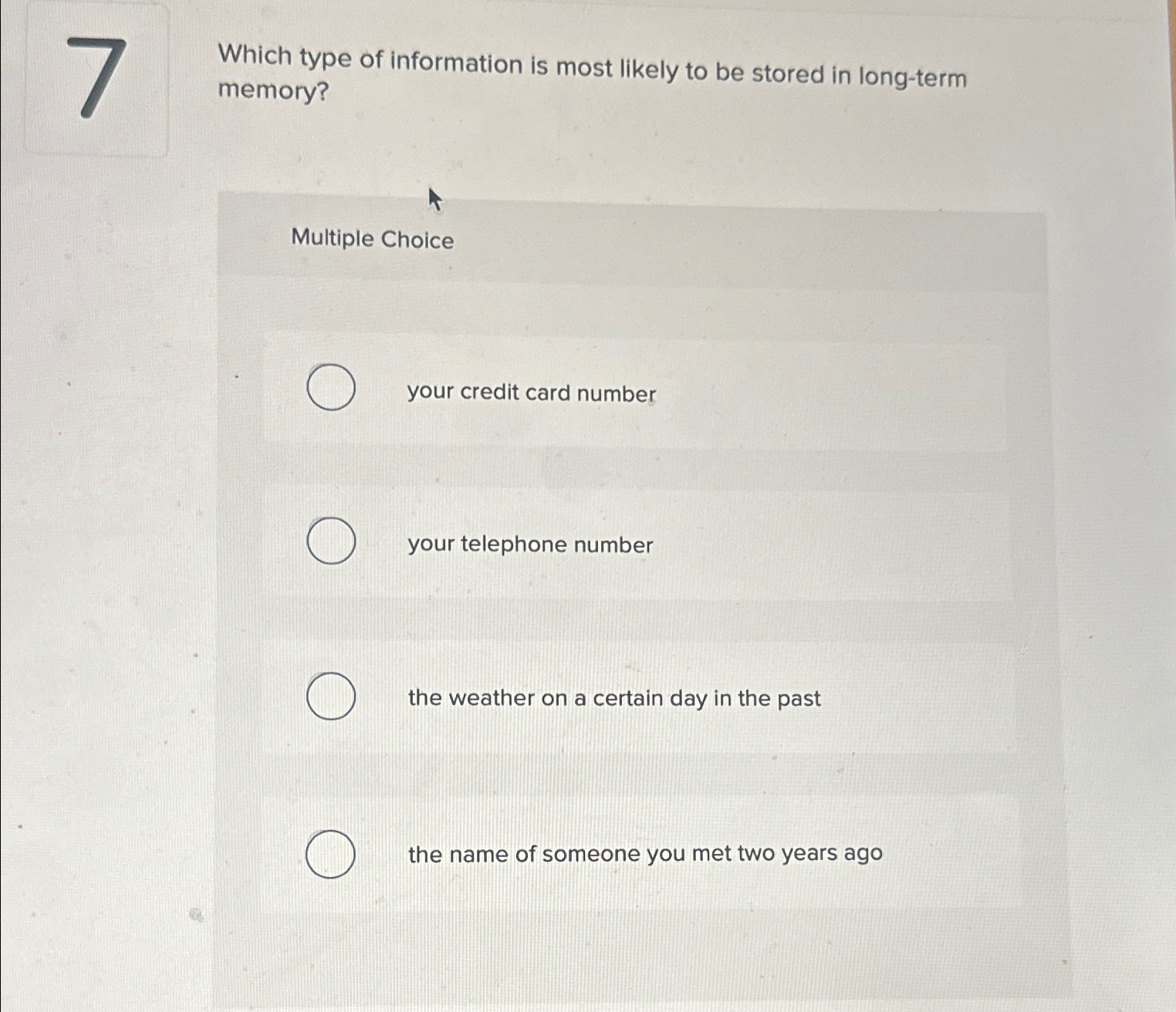 Solved Which type of information is most likely to be stored | Chegg.com