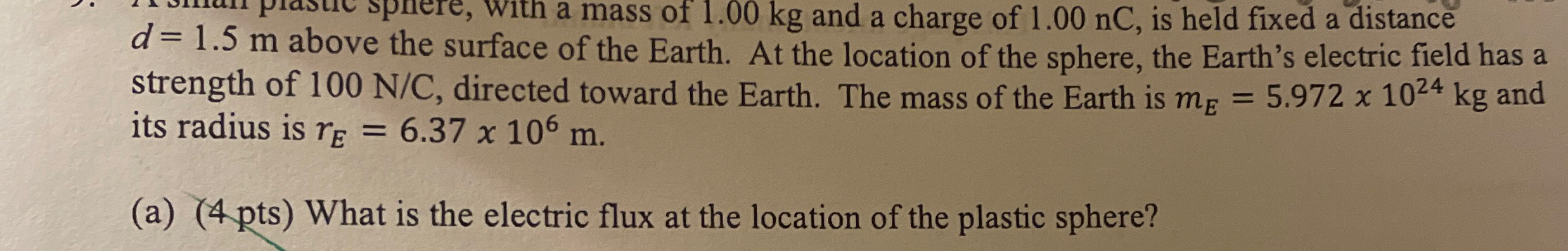 Solved A small plastic sphere, with a mass of 1.00 ﻿kg and a | Chegg.com