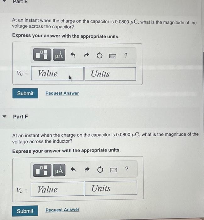Solved At an instant when the charge on the capacitor is | Chegg.com