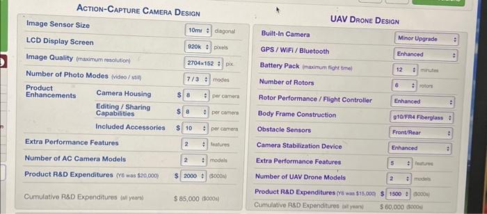 n ACTION-CAPTURE CAMERA DESIGN Image Sensor Size LCD | Chegg.com
