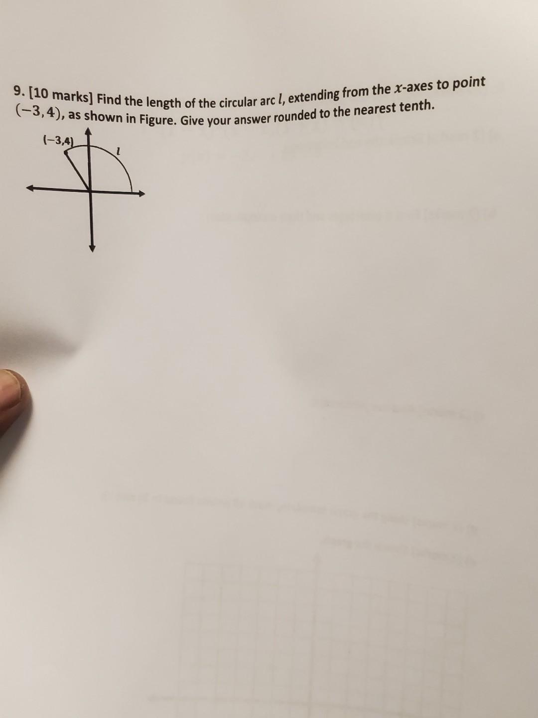 Solved 9. [ 10 marks] Find the length of the circular arc l, | Chegg.com