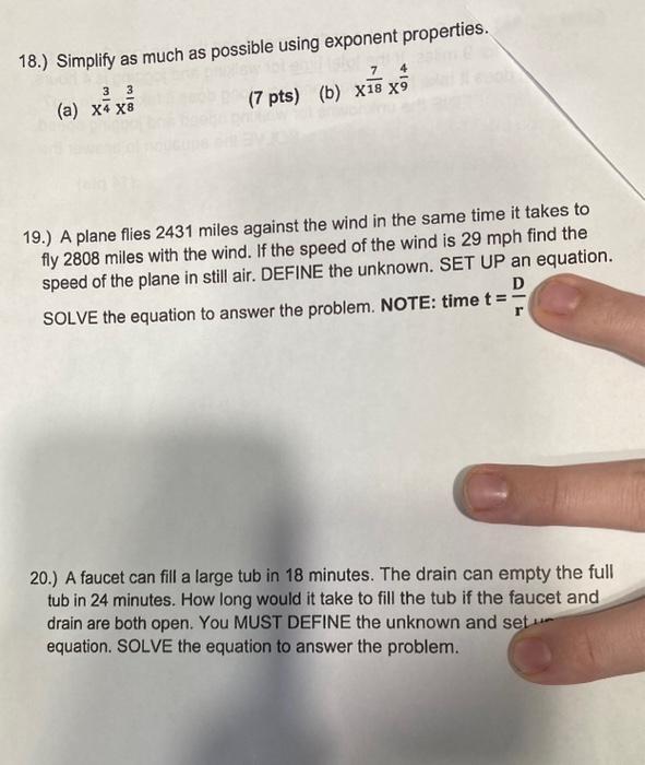 Solved 18.) Simplify as much as possible using exponent | Chegg.com