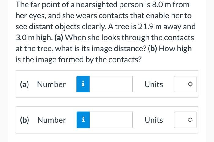 Solved The far point of a nearsighted person is 8.0 m from | Chegg.com