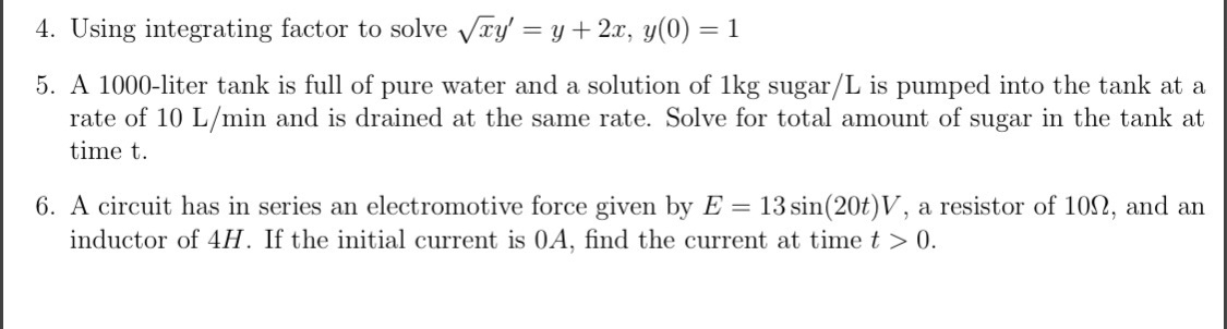 Solved 1. ﻿Using integrating factor to solve | Chegg.com