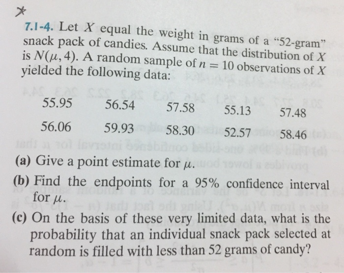 Solved * 7.1-4. Let X equal the weight in grams of a | Chegg.com