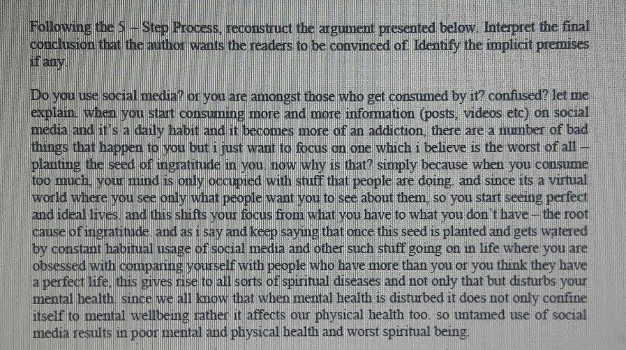 Solved Following the 5-Step Process, reconstruct the | Chegg.com