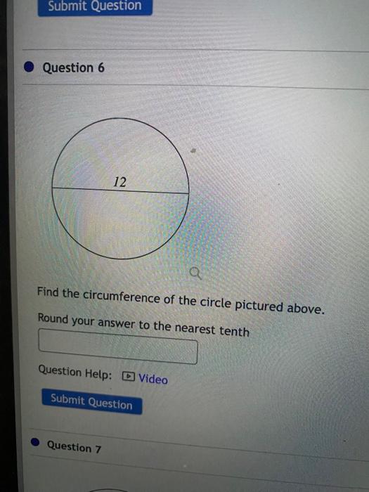 Solved Find the circumference of the circle pictured above. | Chegg.com