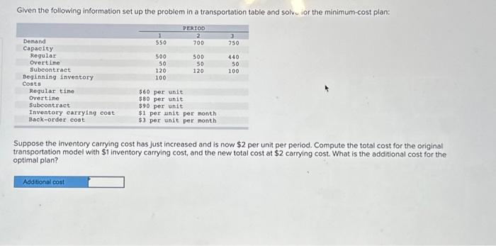 Given the following information set up the problem in | Chegg.com