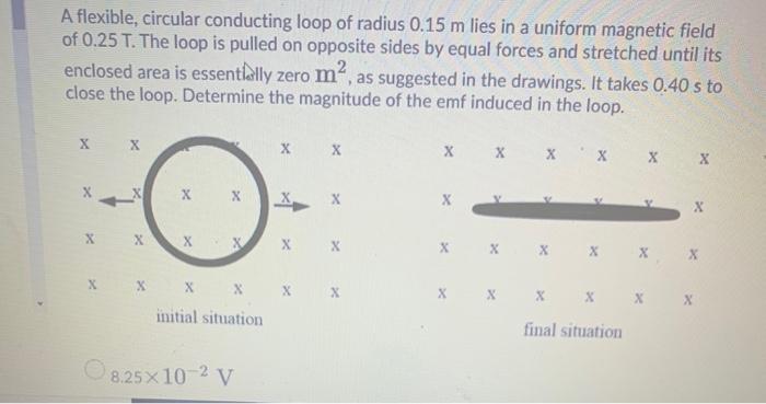 Solved A flexible, circular conducting loop of radius 0.15 m | Chegg.com