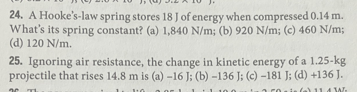 Solved A Hooke's-law spring stores 18J of energy when | Chegg.com