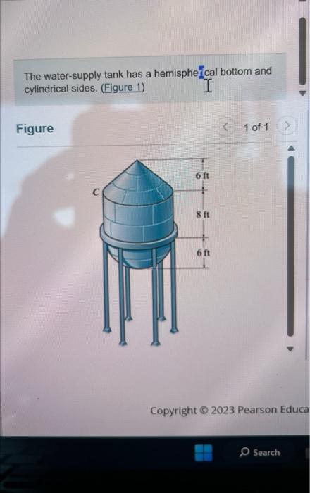 The water-supply tank has a hemispherical bottom and | Chegg.com