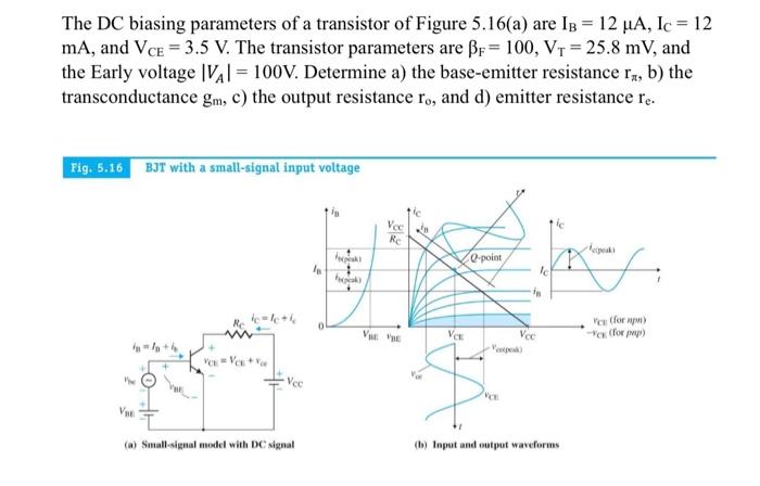 Solved The DC biasing parameters of a transistor of Figure | Chegg.com