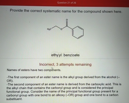 Solved Question 21 ﻿of 26Provide the correct systematic name | Chegg.com