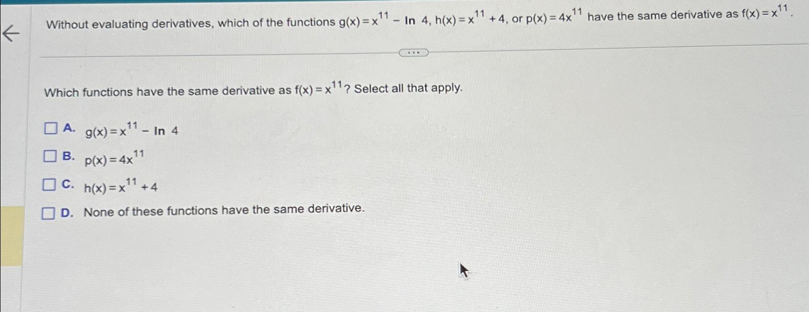 Solved Without evaluating derivatives, which of the | Chegg.com