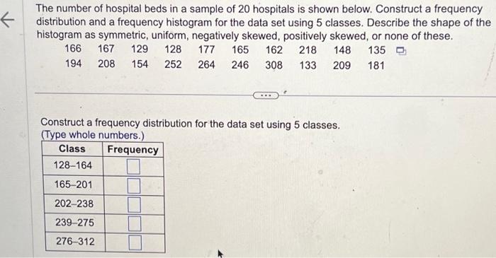 Solved The number of hospital beds in a sample of 20 | Chegg.com