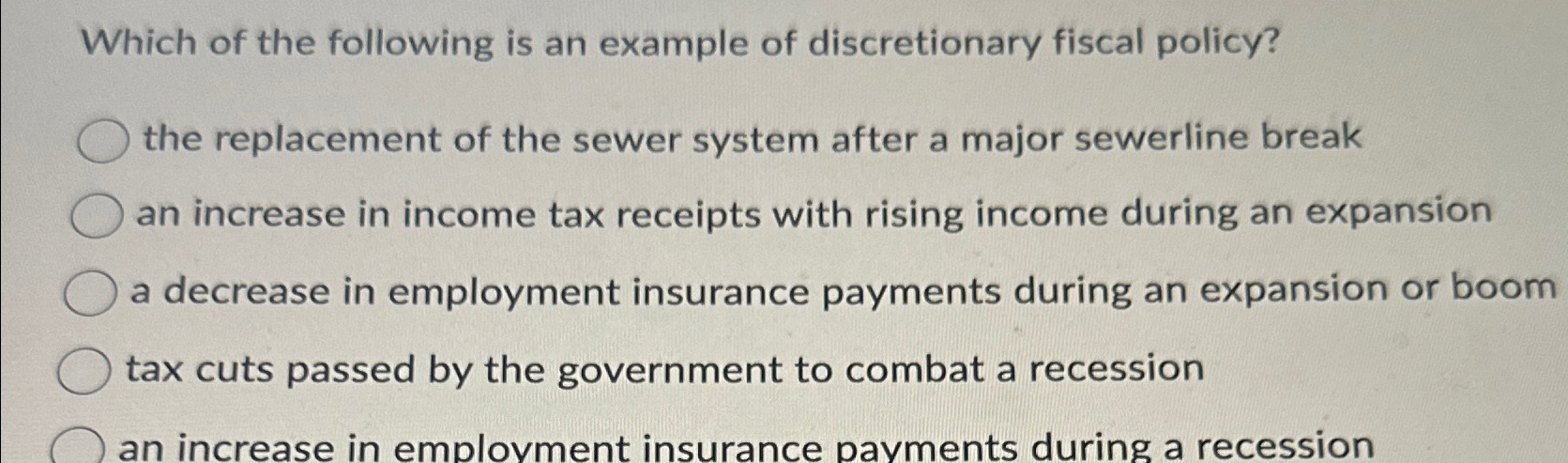 Solved Which of the following is an example of discretionary | Chegg.com