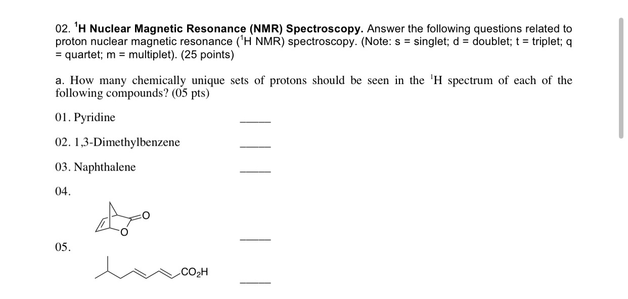 Solved ?1H ﻿Nuclear Magnetic Resonance (NMR) ﻿Spectroscopy. | Chegg.com