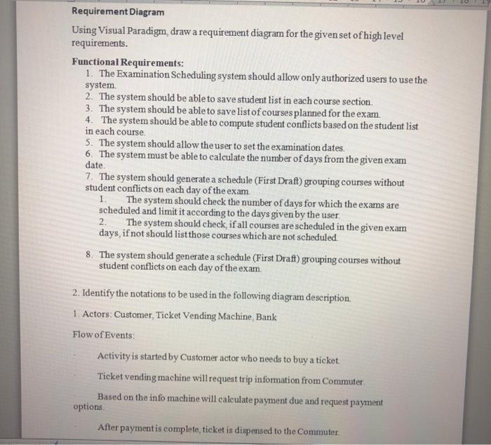 Requirement Diagram Using Visual Paradigm, draw a | Chegg.com