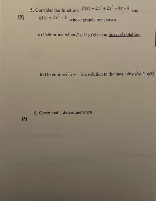 Solved 5. Consider the functions f(x)=2x3+2x2−8x−8 and | Chegg.com