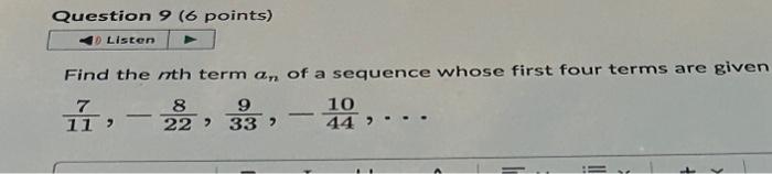 Solved Find the nth term \\( a_{n} \\) of a sequence whose | Chegg.com