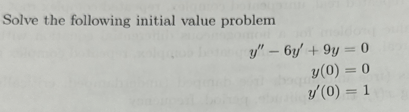 Solved Solve the following initial value | Chegg.com