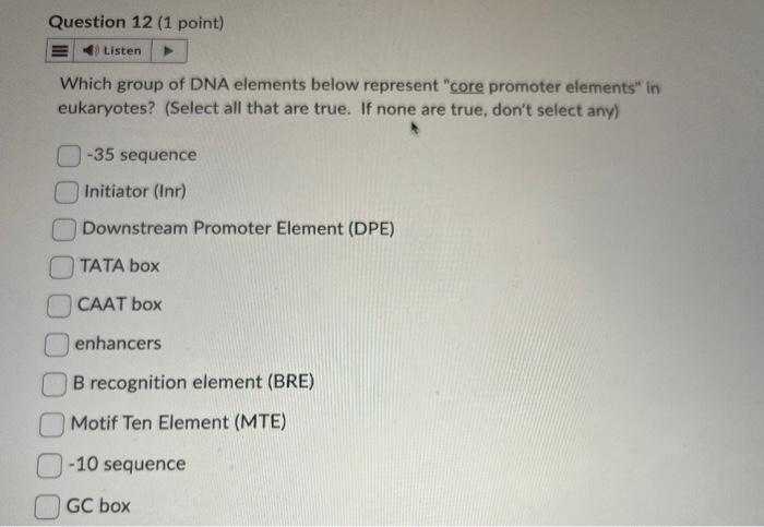Solved Which group of DNA elements below represent "core | Chegg.com