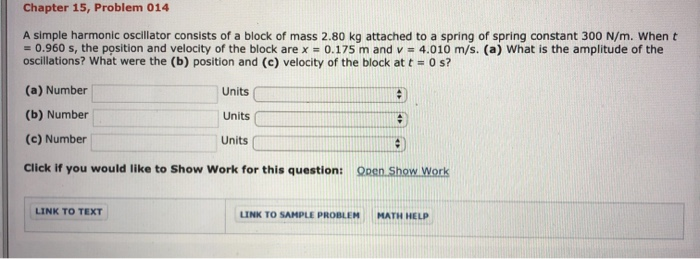 Solved Chapter 15, Problem 014 mple harmonic oscillator | Chegg.com
